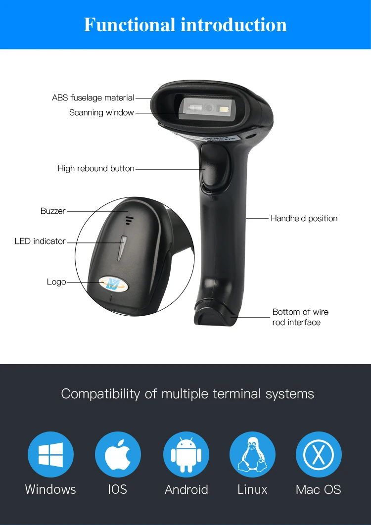 Dyscan Handheld USB 2D Barcode Scanner, Wired Automatic QR Code Scanner ...