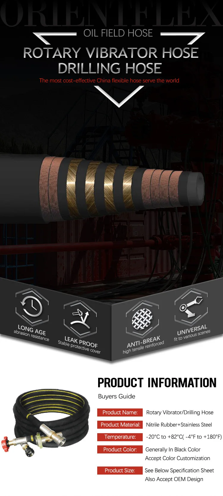 Rotary Vibrator Hose 7500psi Grade E (kelly Hose) - Buy Api 7k Drilling ...