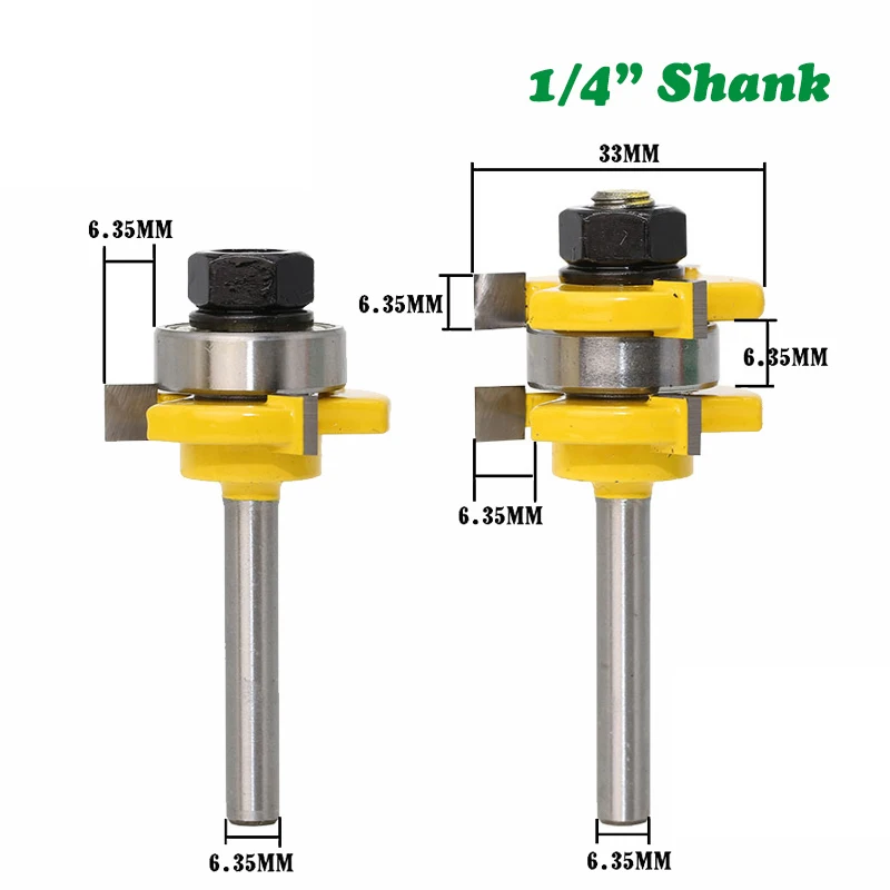 1/4 Shank 2 Pcs Tongue & Groove Joint Assemble Router Bits T-slot ...