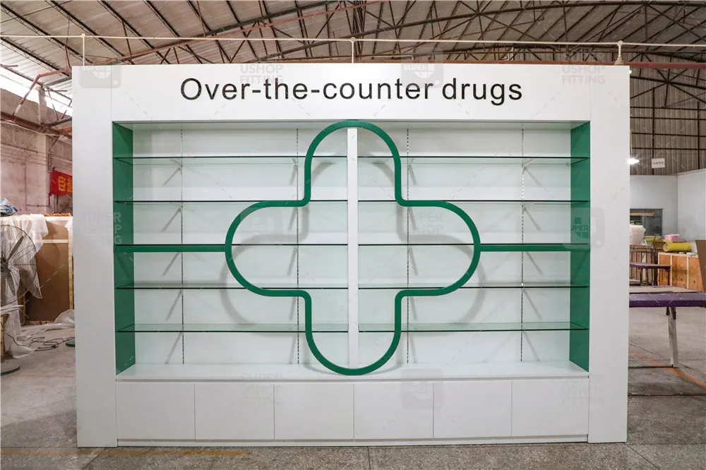 Medical Shop Interior Design - Customized Display Shelves