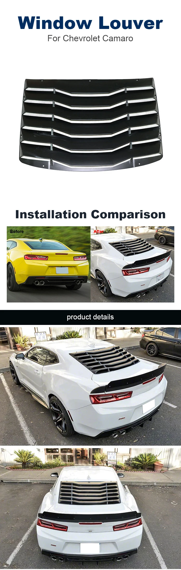 High Quality Auto Part Style Modern Rear Window Louver For Chevrolet Camaro 2016-2023 - Buy High ...
