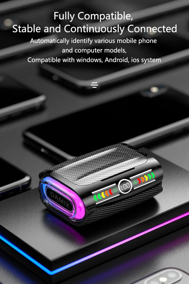 DX-02 TWS Earbuds with RGB LED Display – Wireless In-ear Gaming ...