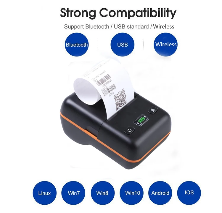 Small Size Printer Ticket Receipt USB Portable Wireless for Android IOS ...