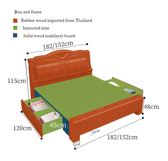 Modern Simple Solid Wood Chinese Bed - Storage & Style