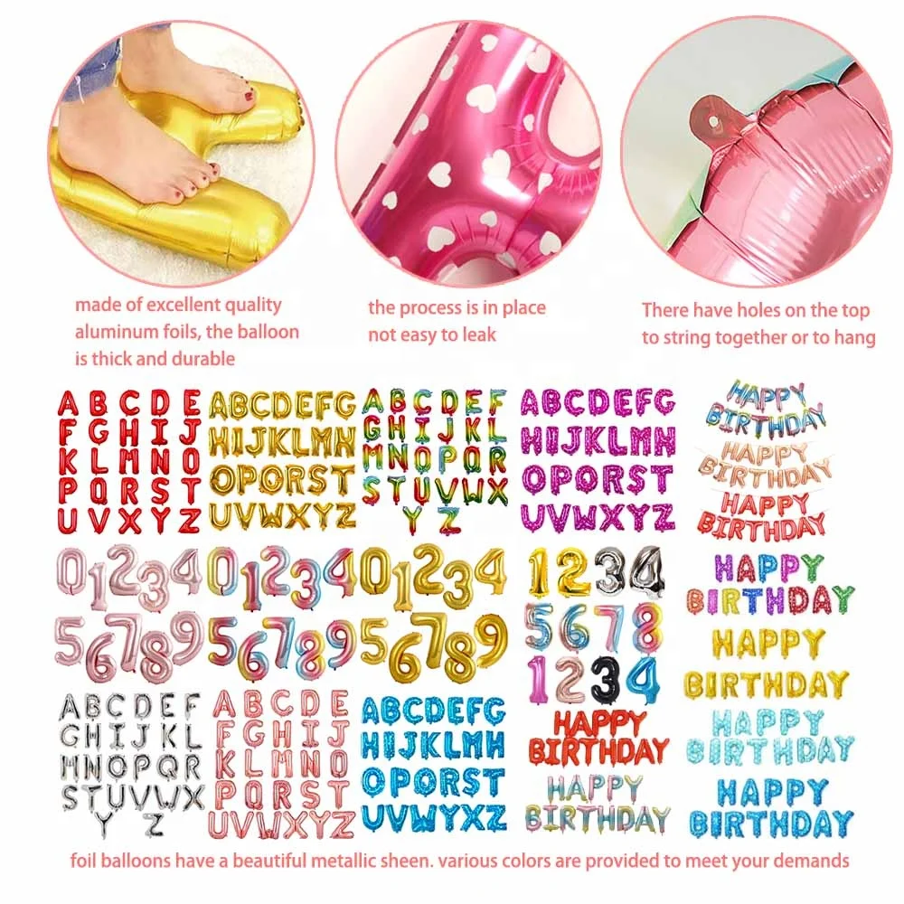 Birthday Shaped Helium Metallic Gold Letters And Number Foil Balloon ...