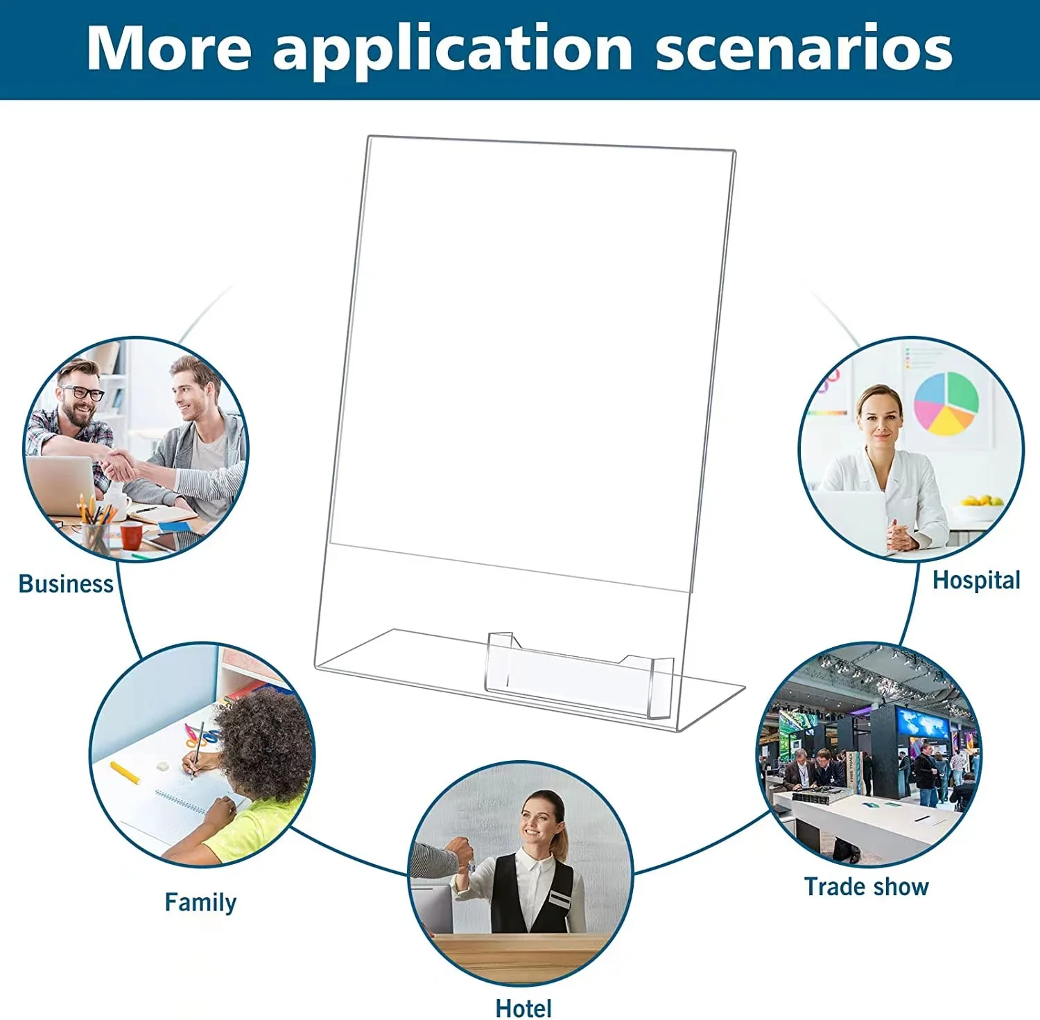 Acrylic Slanted Sign Holder With Business Card Holders Clear Display ...