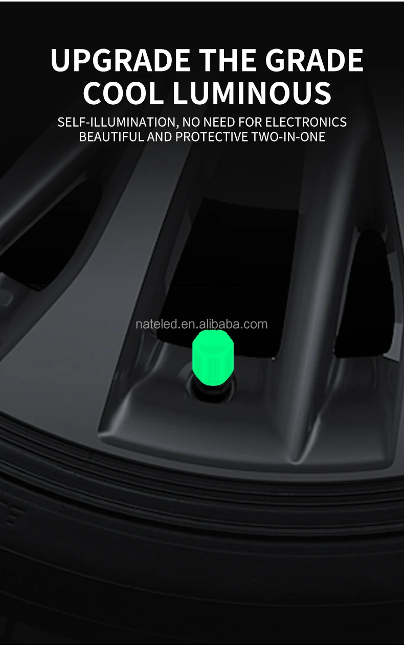 Universal Motorcycle Wheel Dust Auto Glow in Dark Car Wheel Tire Valve ...