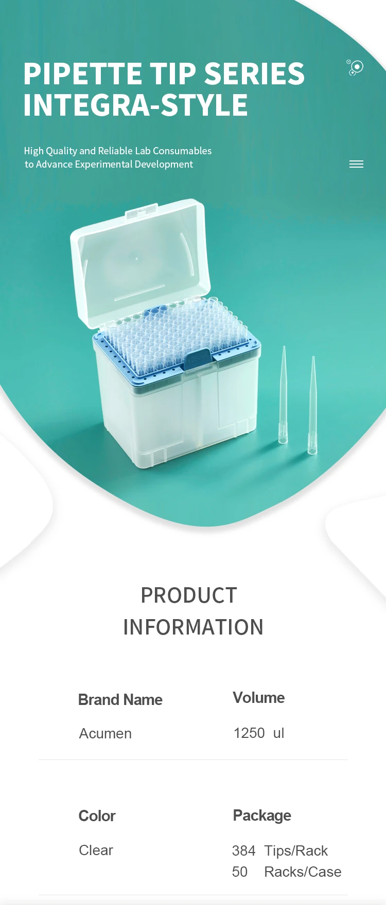 1250ul Clear Filtered Pipette Tips - Integra-Style Lab Consumables