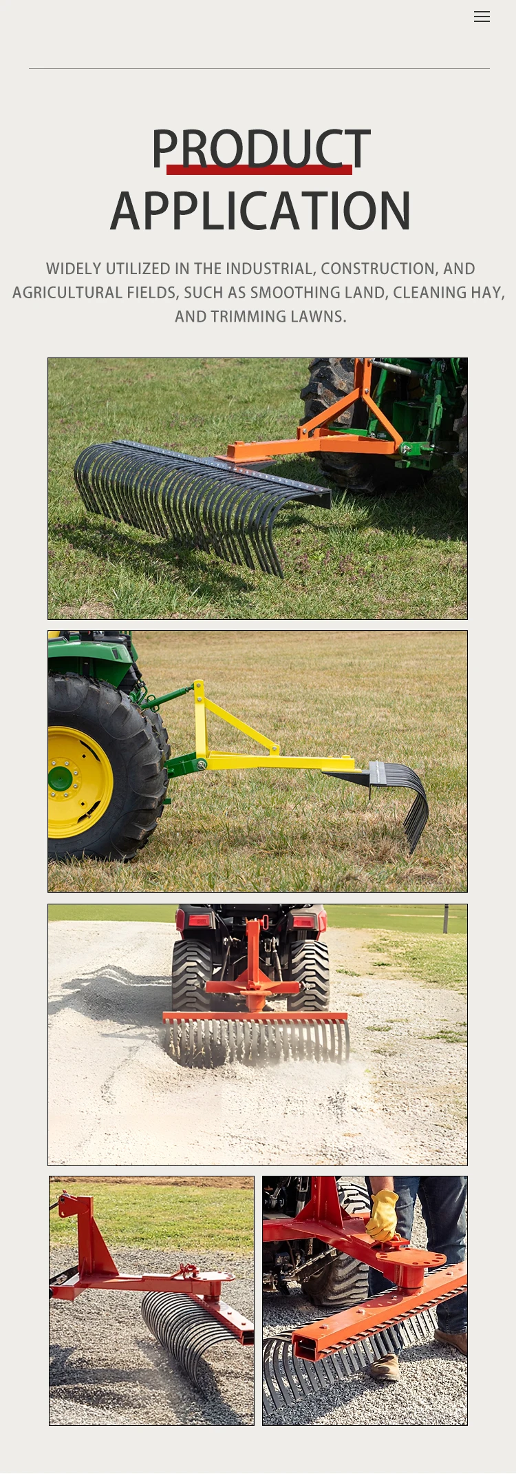 RCM Powered Landscape Rake 3 Point Rock Rake for Tractor Tractor Mower ...