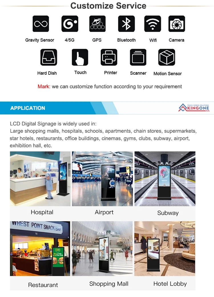 55 Inch Indoor Smart Kiosk Vertical Lcd Advertising Display Interactive ...