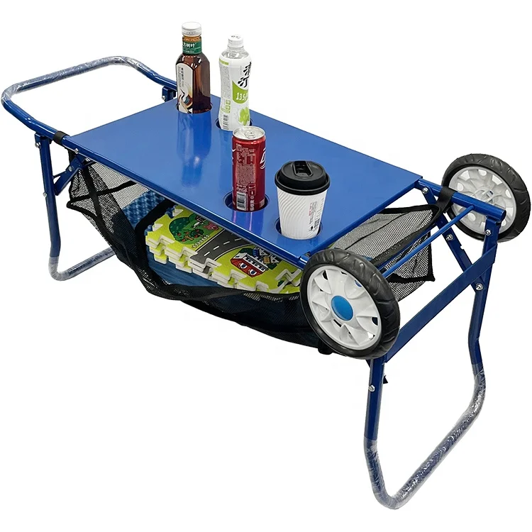 Durable 2 Wheels Folding Punture Proof Wide Wheel Beach Cart Table ...
