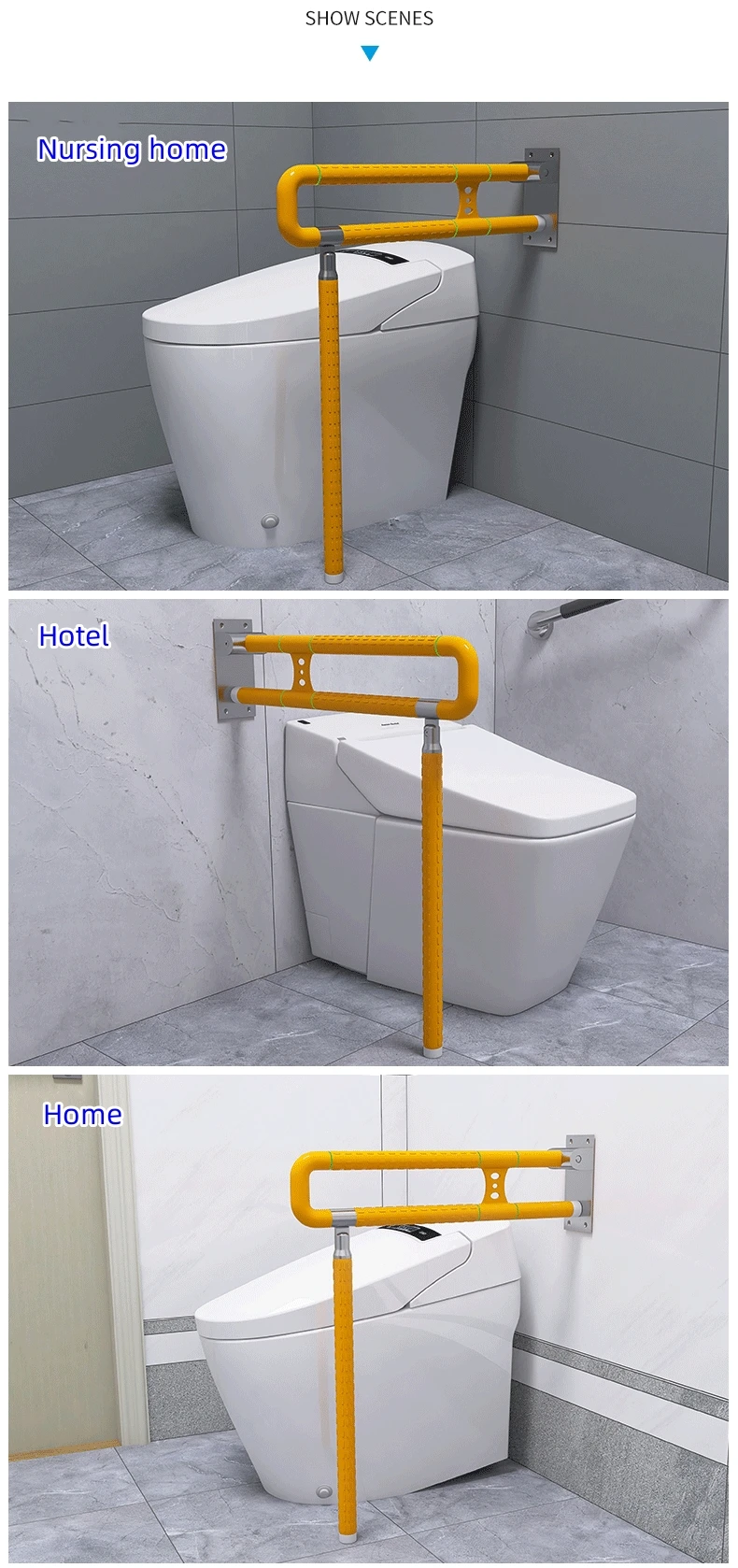 Swing up Grab Bar with Leg Anti-Slip Stainless Steel and Nylon for ...