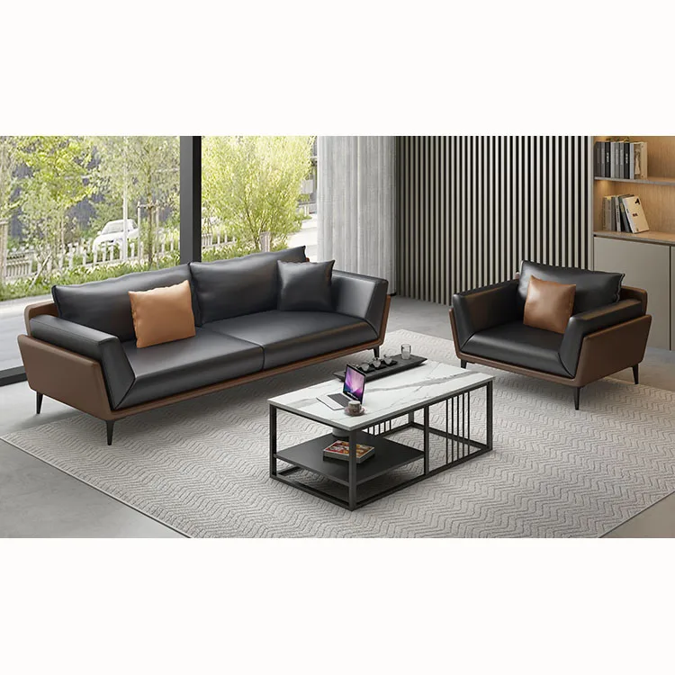 Modern rest area partition leather sofa for business visitors ...