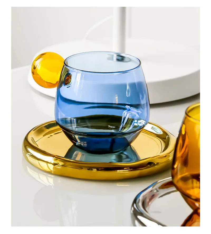 Solhui New Arrival Contrast Color Glass Water Cup Light Luxury ...