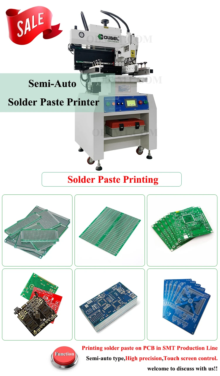 Semi-Auto Solder Paste Printer SMT Stencil Printing Machine With Touch ...
