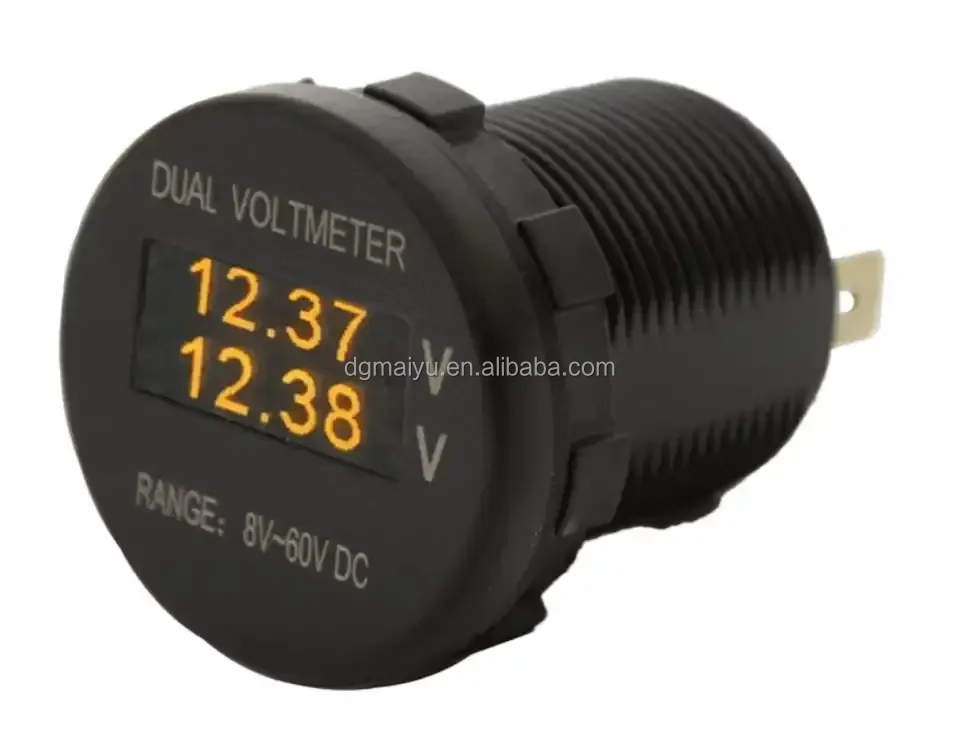 Waterproof ROUND 8-60V MINI OLED DC DUAL DIGITAL VOLTMETER AMMETER DISPLAY