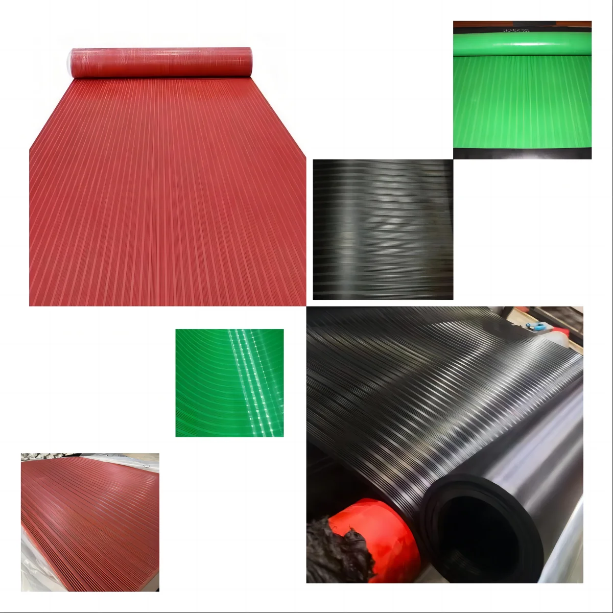 Red Anti-slip Rubber Sheet Waterproof Striped Flooring Mats Corrugated ...