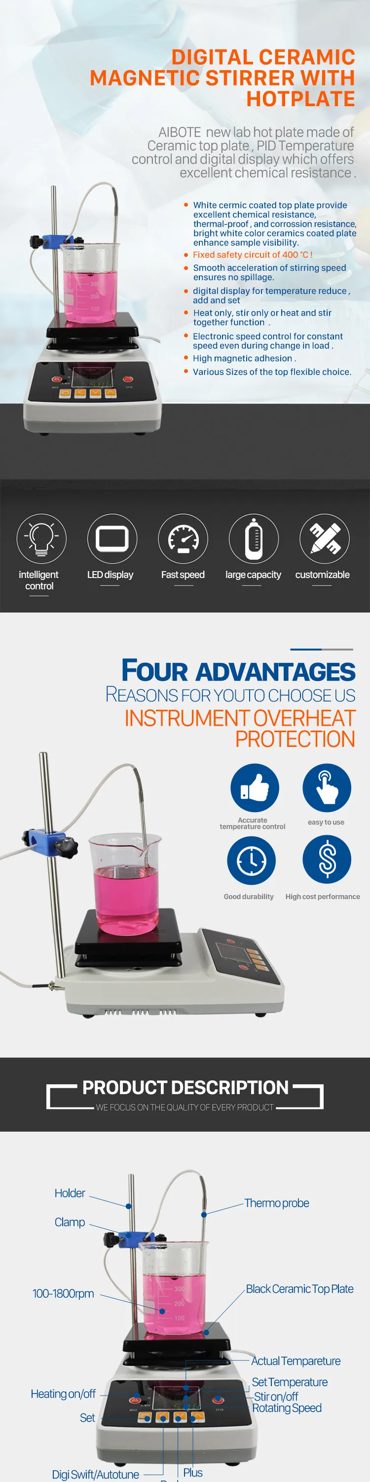 Laboratory Mini Bar Function Magnetic Stirrer Stepless-Speed Magnetic ...