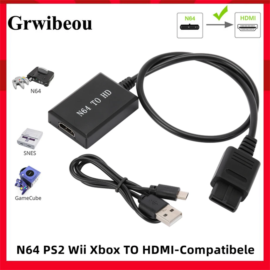 For N64 PS2 Wii Xbox to HDMI-compatible Converter Adapter Full HD 1080P ...