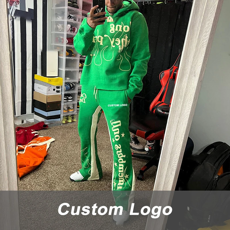 Custom Streetwear Sweatsuit Flare Jogger Sets Slim Fit Custom Tracksuit ...