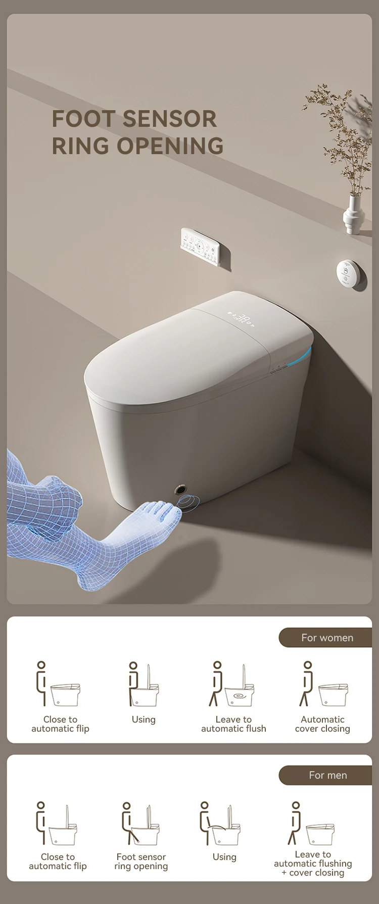 Modern Automatic Sanitary Ware Floor Mounted Auto Flush Electric Toilet ...