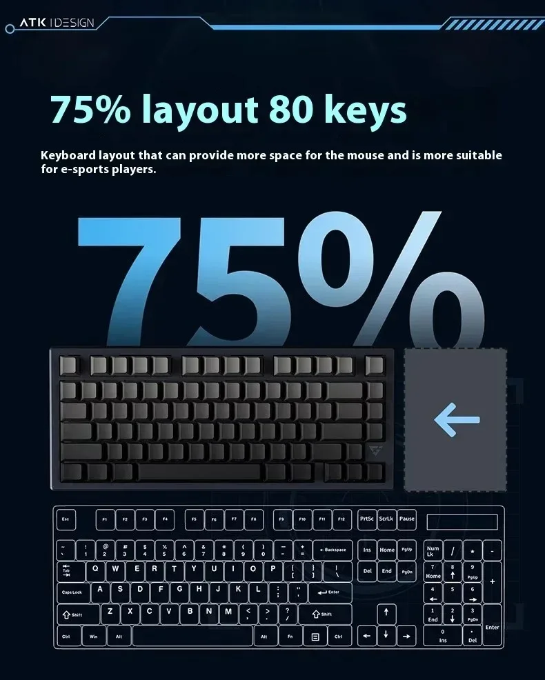 VXE ATK V75X/V75PRO Mechanical Gaming Keyboard - 2.4G Wireless, RGB ...