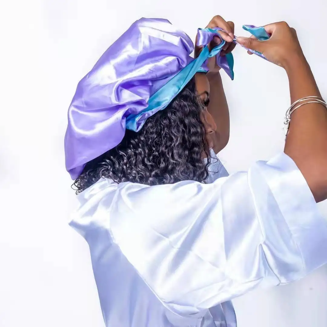 Tie Bow Bonnets Reversible Satin Bonnet Customized Hair Bonnets Custom ...