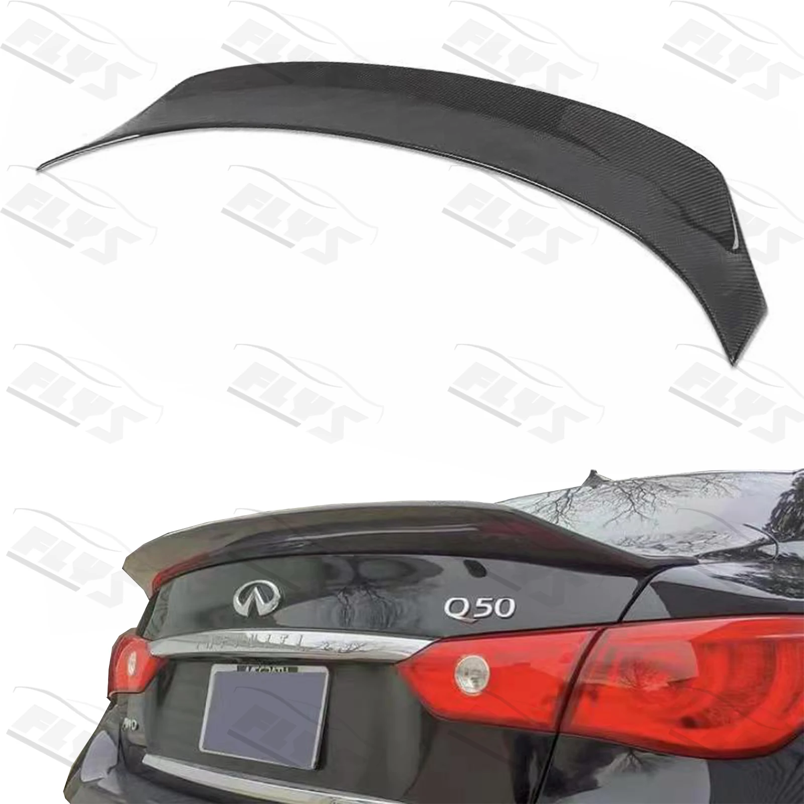 Ct1 Style Carbon Fiber Rear Trunk Spoiler For Infiniti Q50 Carbon Fiber ...