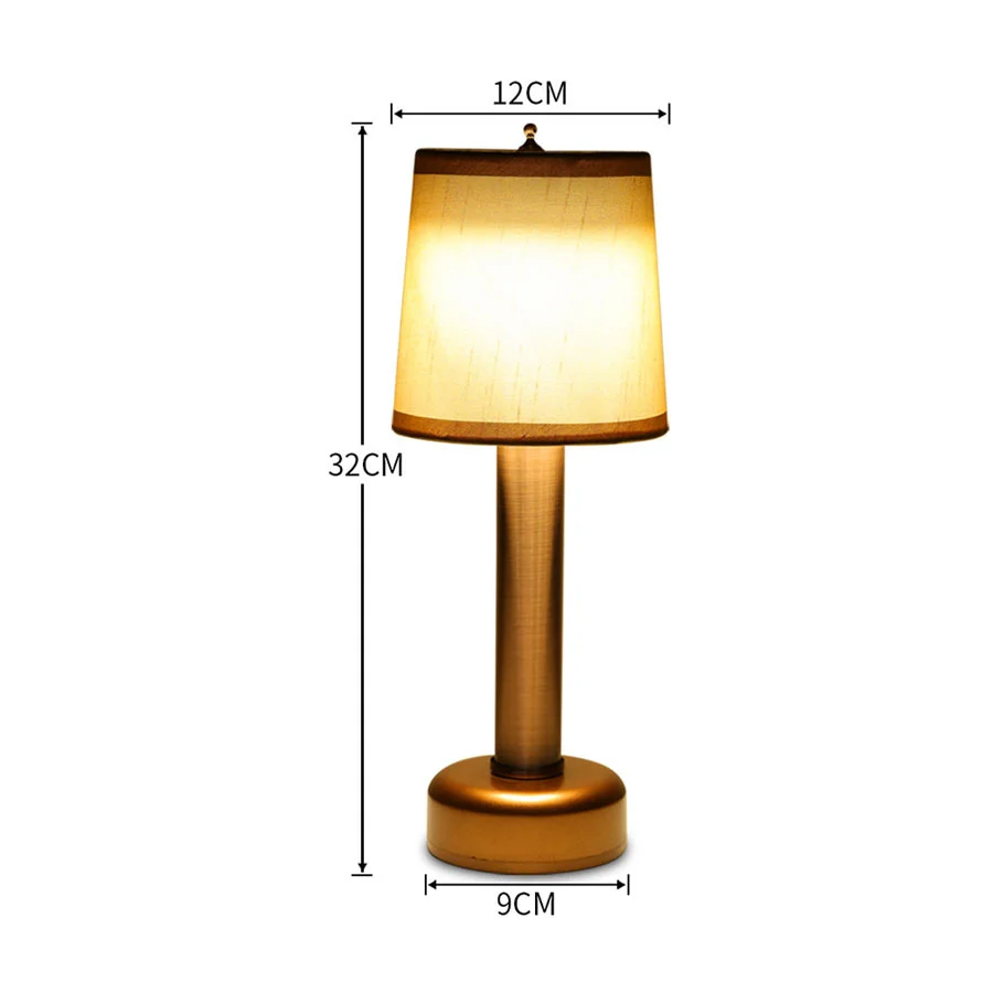 American Cordless Bar Table Lamp With Fabric Lampshade Led Bedside Desk ...