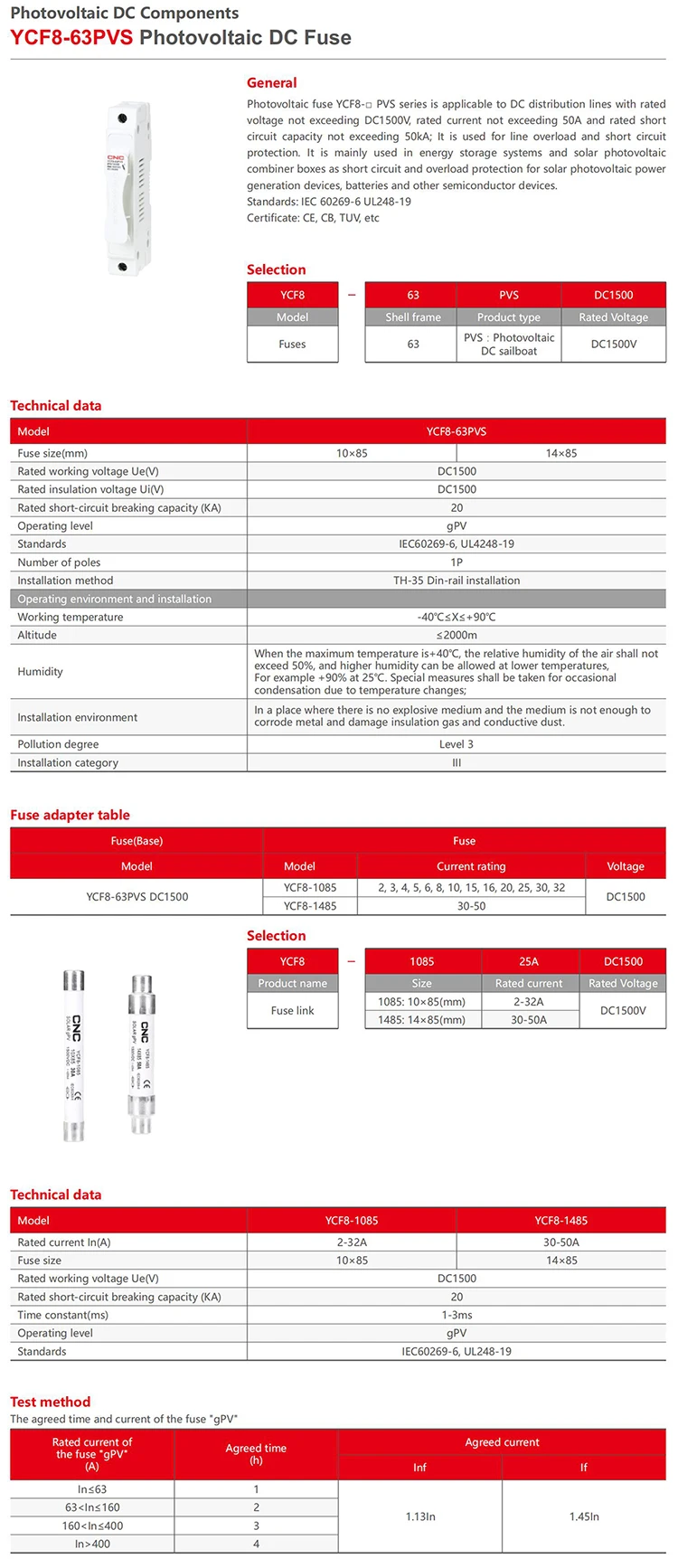 1500VDC 15A Box 10x85 - High Quality Solar Photovoltaic Fuse