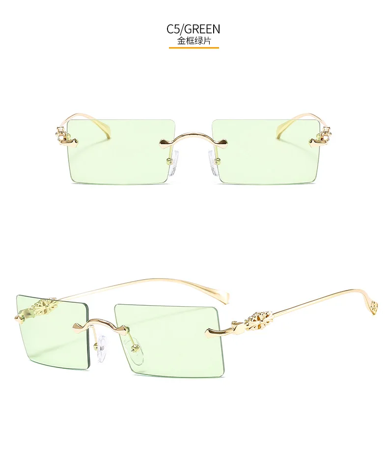 Mejores T805 Small Rectangle Rimless Sunglasses Uv400 Metal Vintage ...