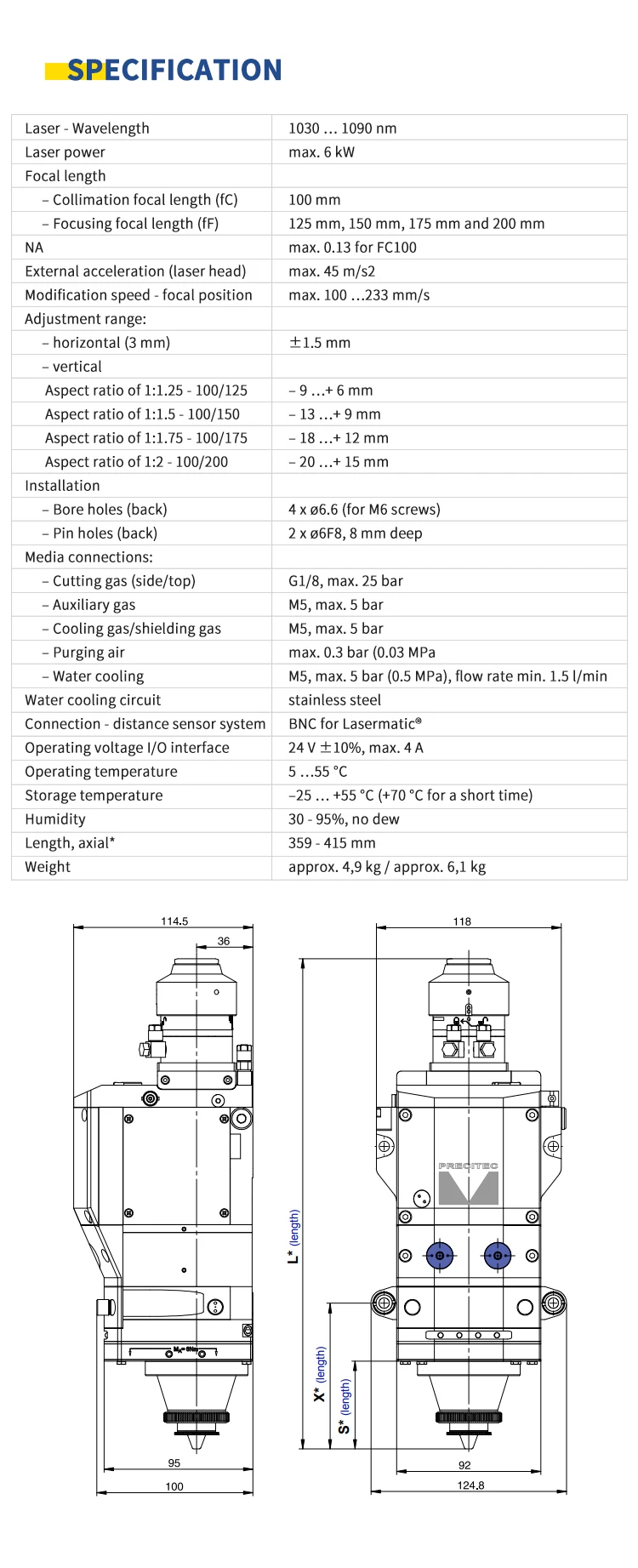 Raysoar 6kw 8kw 15kw Precitec Procutter 1.0 Fiber Laser Cutting Head