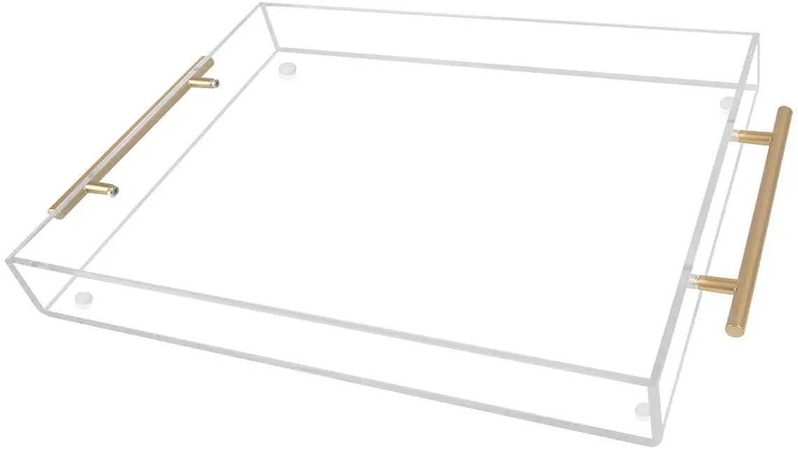 Wholesale Clear Acrylic Display Trays with Gold Handles