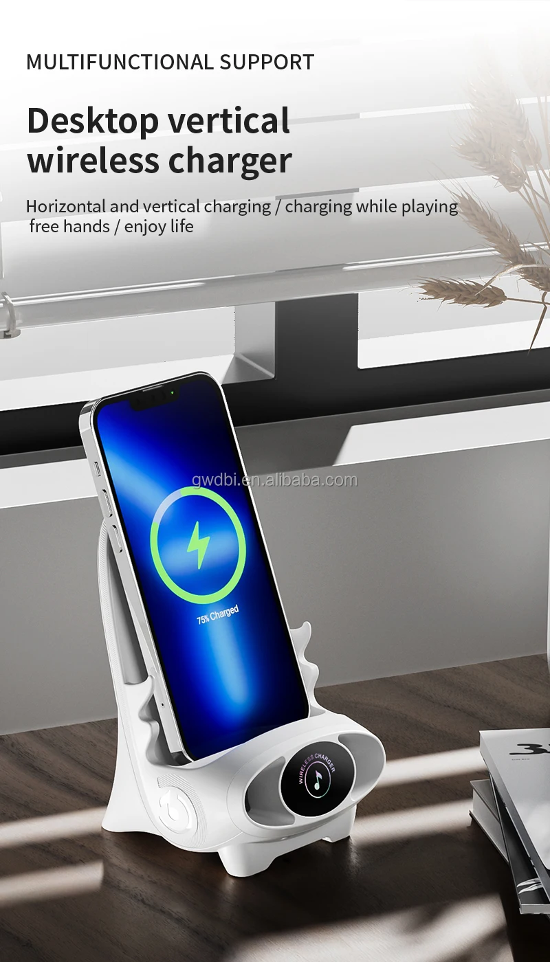 V8 Custom 15W Wireless Charger Stand - Portable Mobile Charging Desktop ...