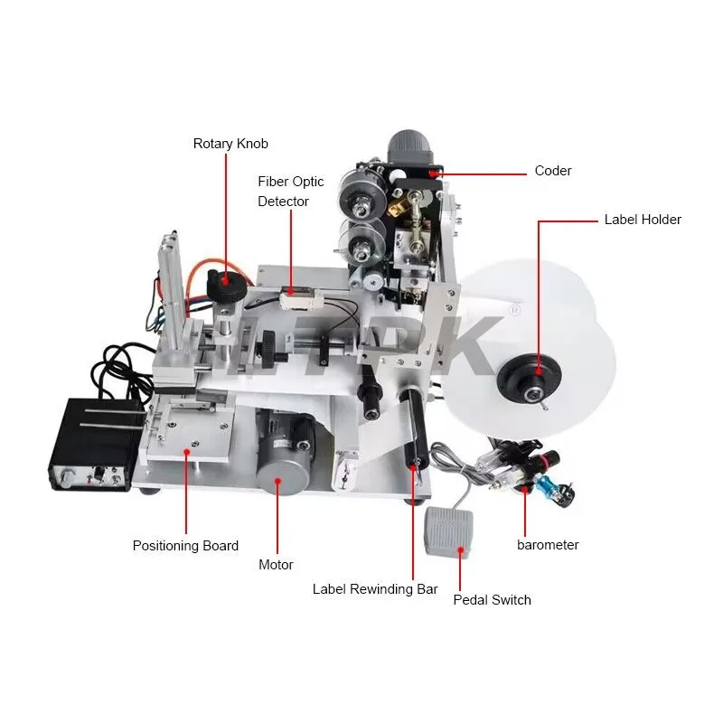 LTPK LT-60D Semi automatic flat surface labeling machine with date coder