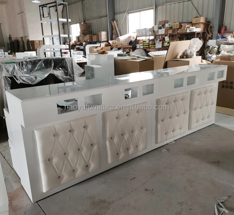 4seater Nail Bar Furniture White Nail Bar Meubl Manicure Bar Table