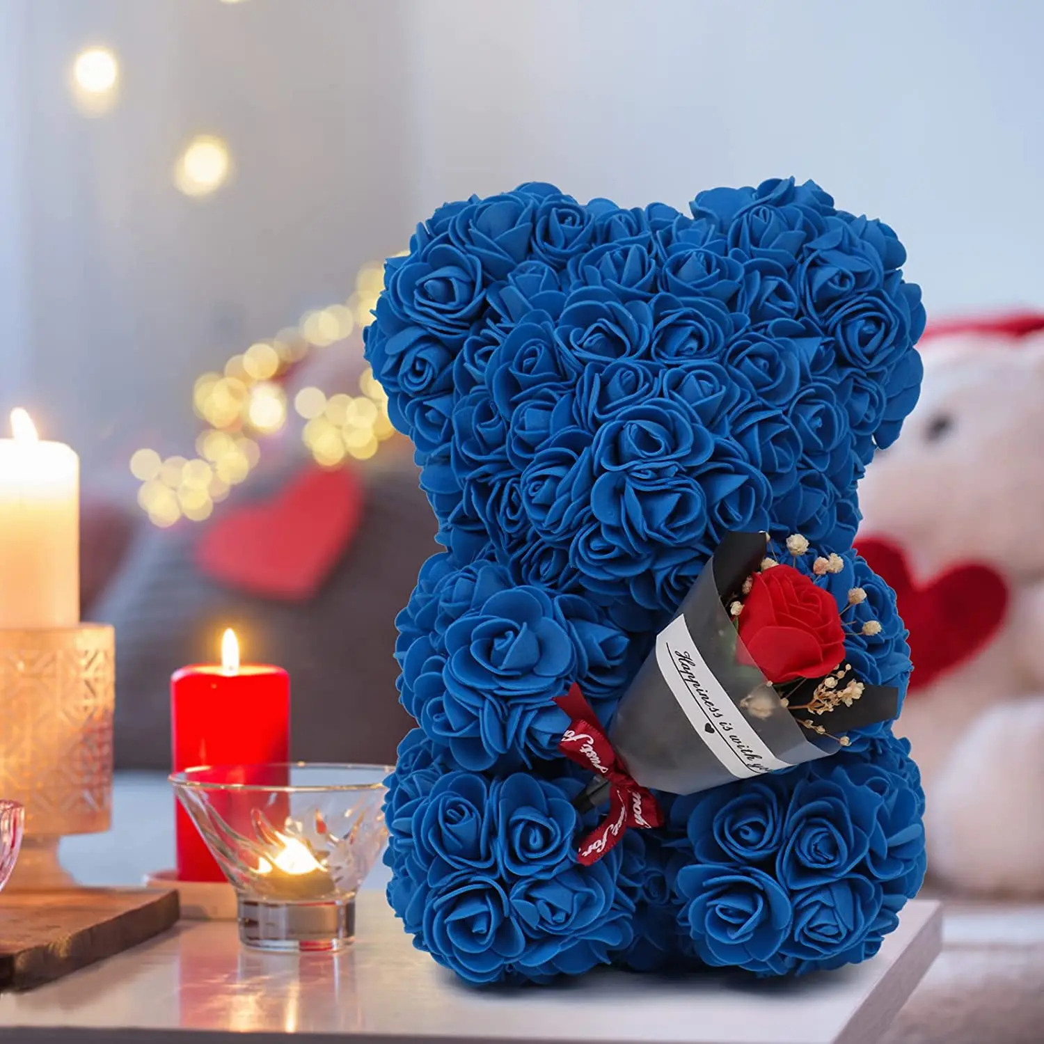 Teddy Rose Bear 25cm Artificial Flowers Rose Bear With Box Light Mom ...