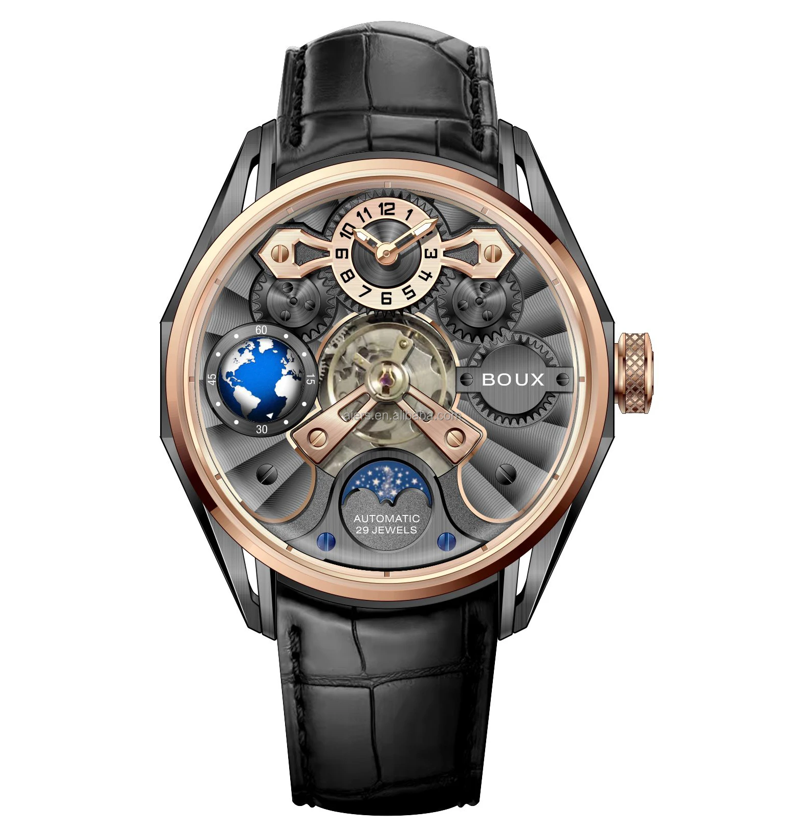 Fashion Brand Watch Mens Wrist Automatic Skeleton Luxury Waterproof ...