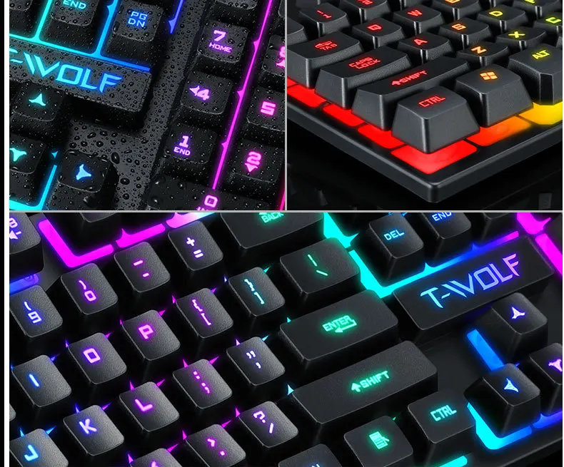 USB Wired Mechanical Gaming Keyboard - 104 Keys LED Backlit Rainbow ...