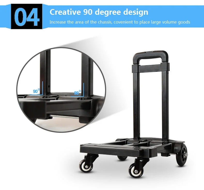 4 Wheels Mini Folding Cart Trolley Hand Truck Aluminum Alloy Dolly ...