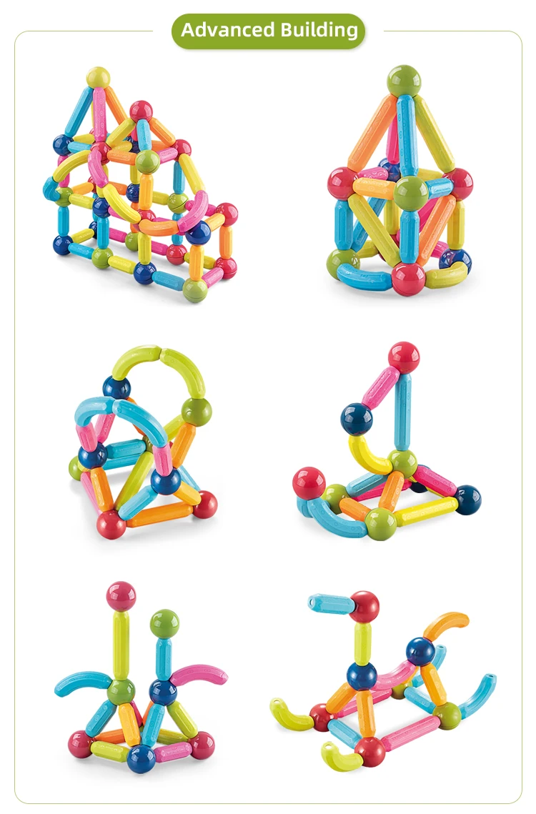 Magnetic Balls And Rods Building Sticks Blocks Set Vibrant Colors ...