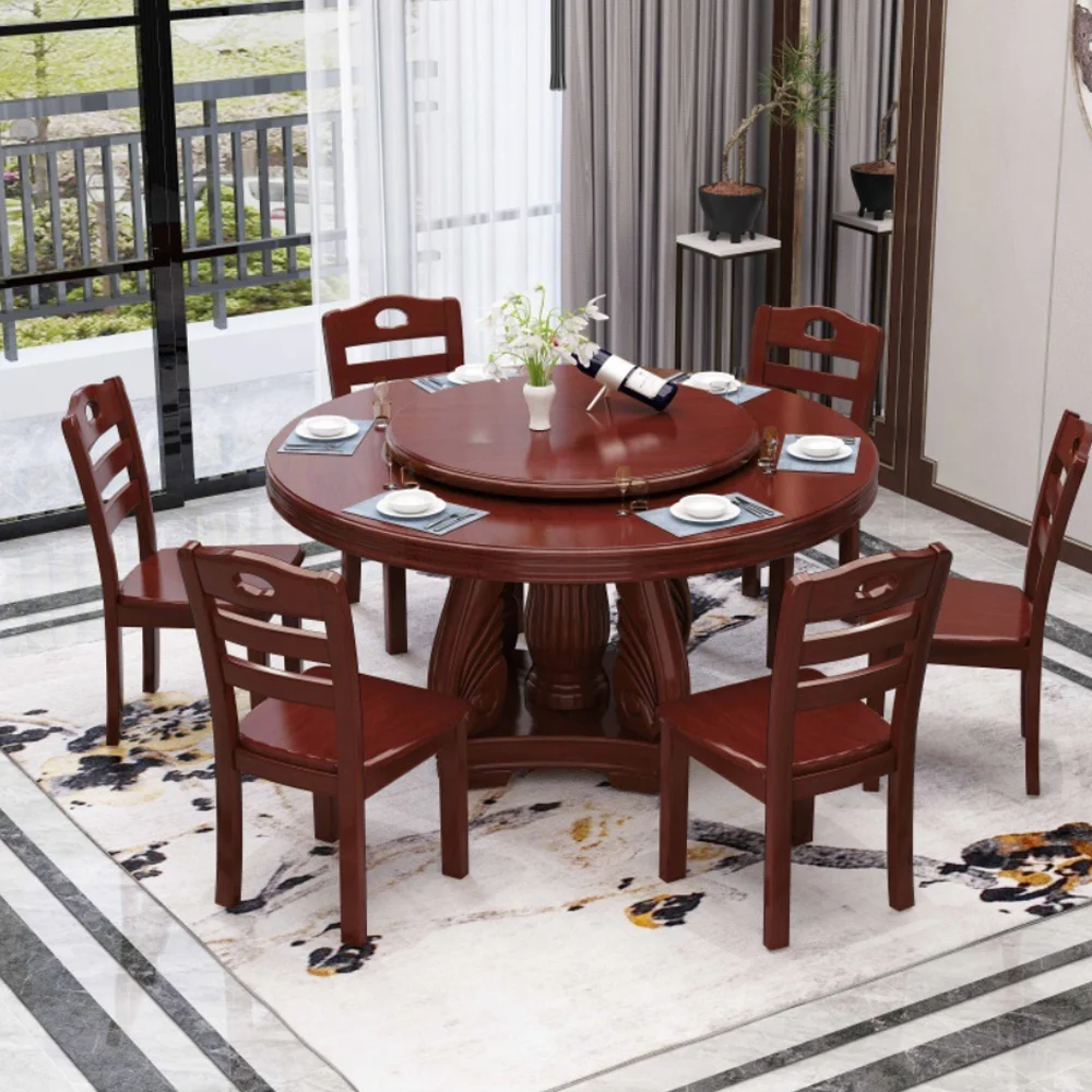 360 Rotation Solid Wood Dining Table - Flamingo 8 Seat