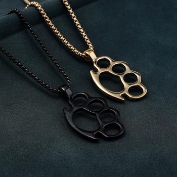 Fashion Stainless Steel Knuckle Dusters Pendant Gold/blacked/multicolor ...