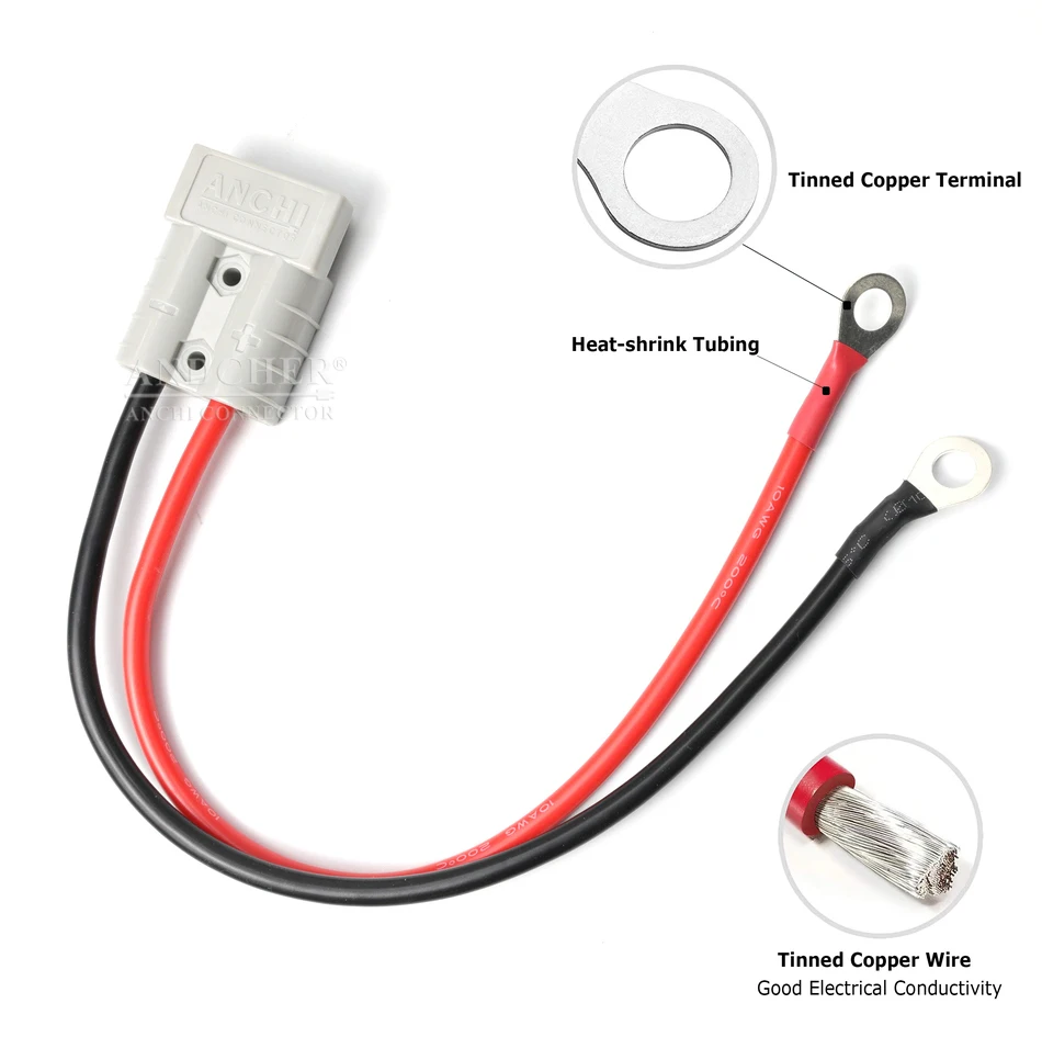 Electric Forklift Charging Plug Cable - 50A 600V Connector