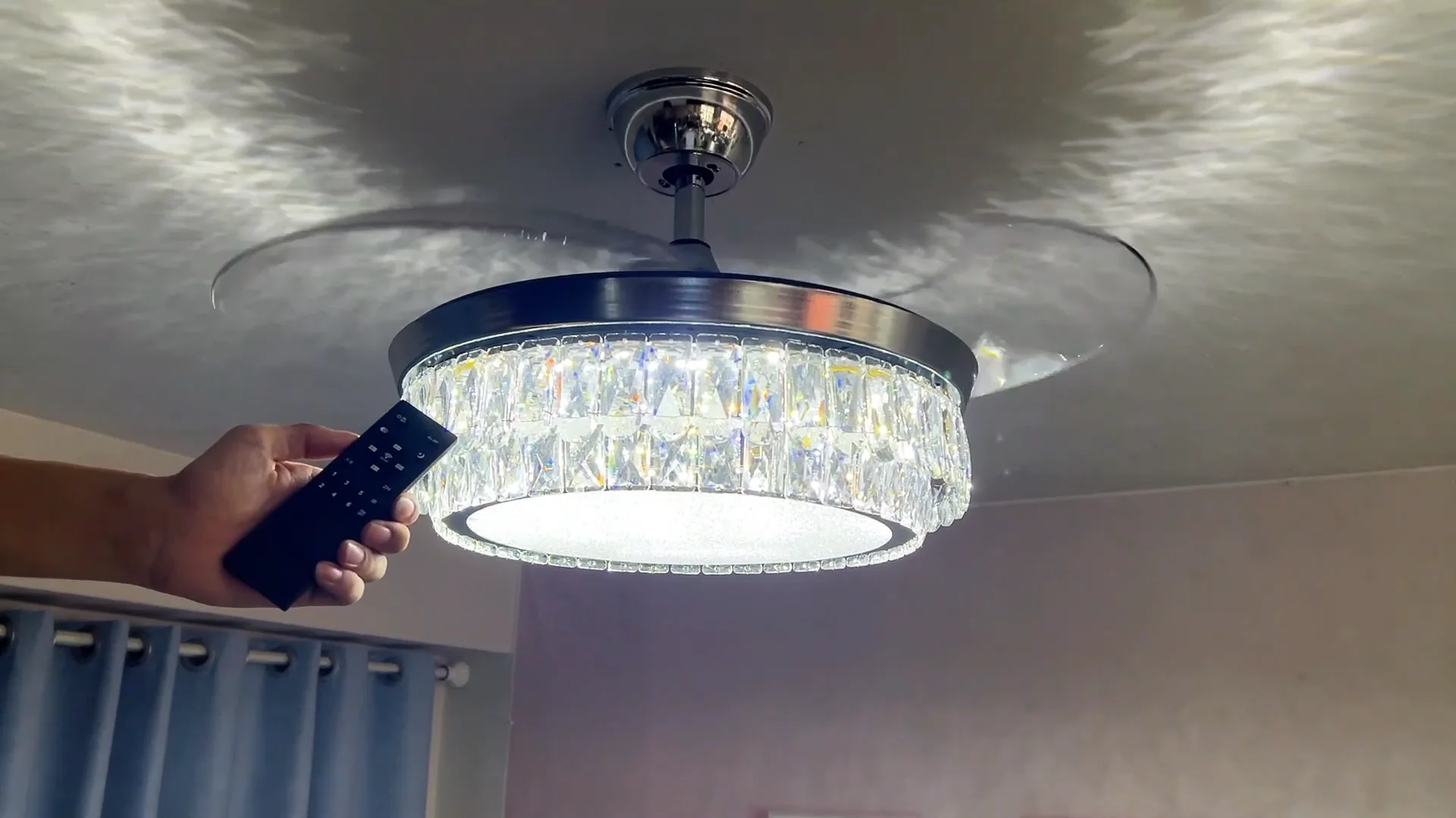 Hidden Blades Intelligent Timing Ceiling Fan With Light And Remote For ...