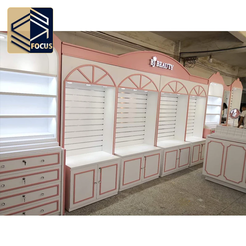 Pink Beauty Salons Store Cosmetic Shop Decoration Design