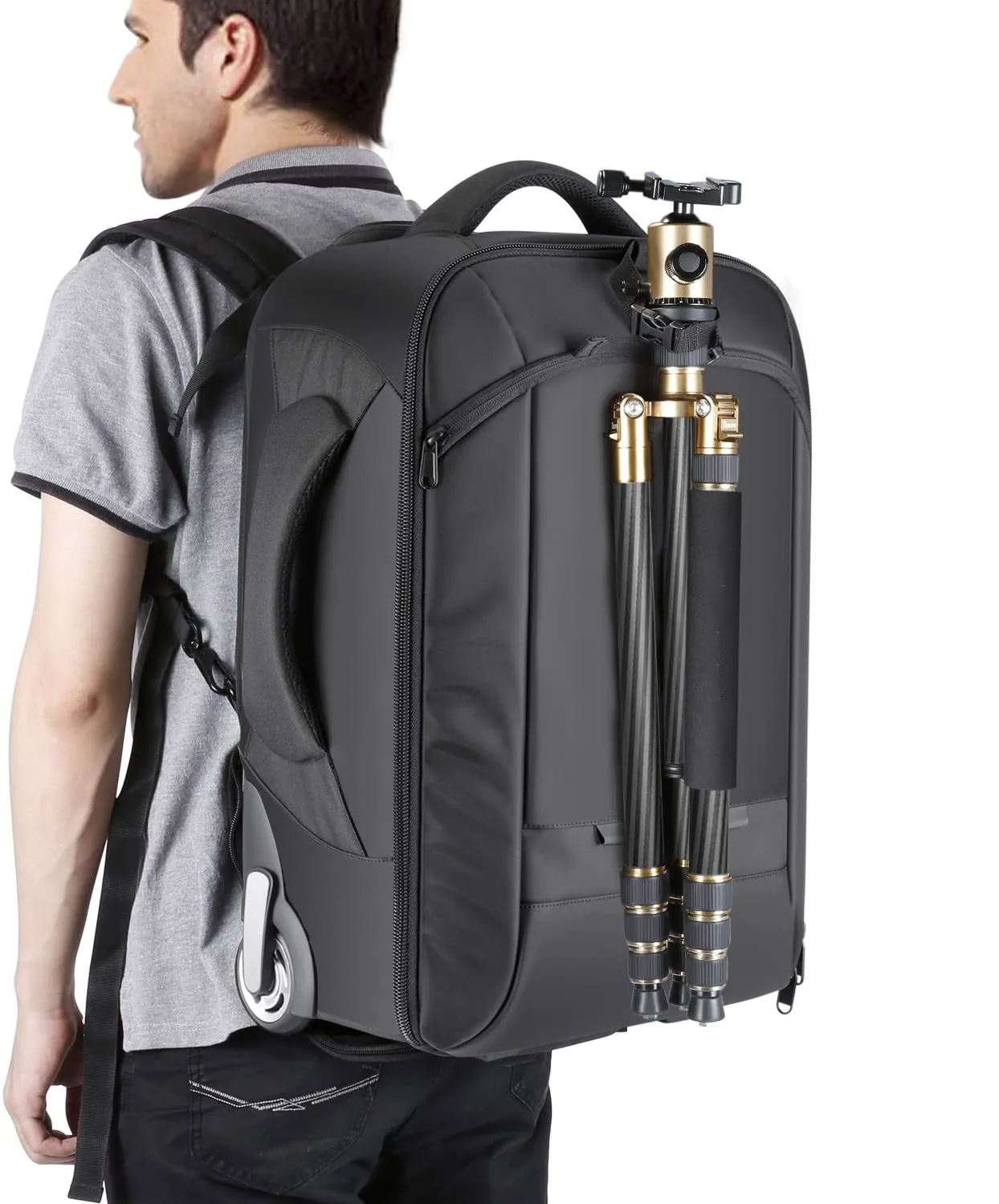 ISO Custom Travel Camera Bag with Wheels - Large Capacity