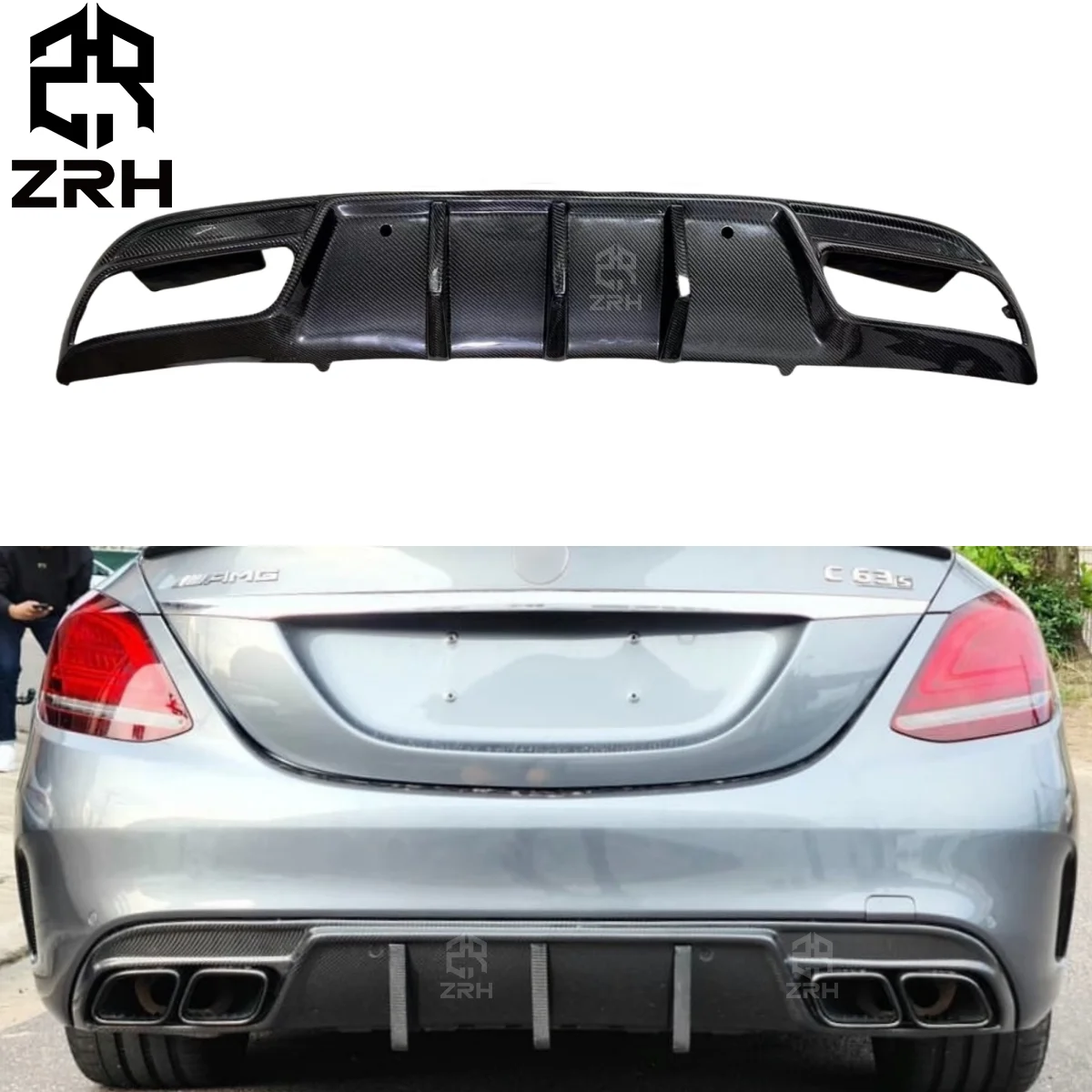 OTM Style Carbon Fiber Rear Bumper Diffuser For Mercedes Benz W205 C63 ...