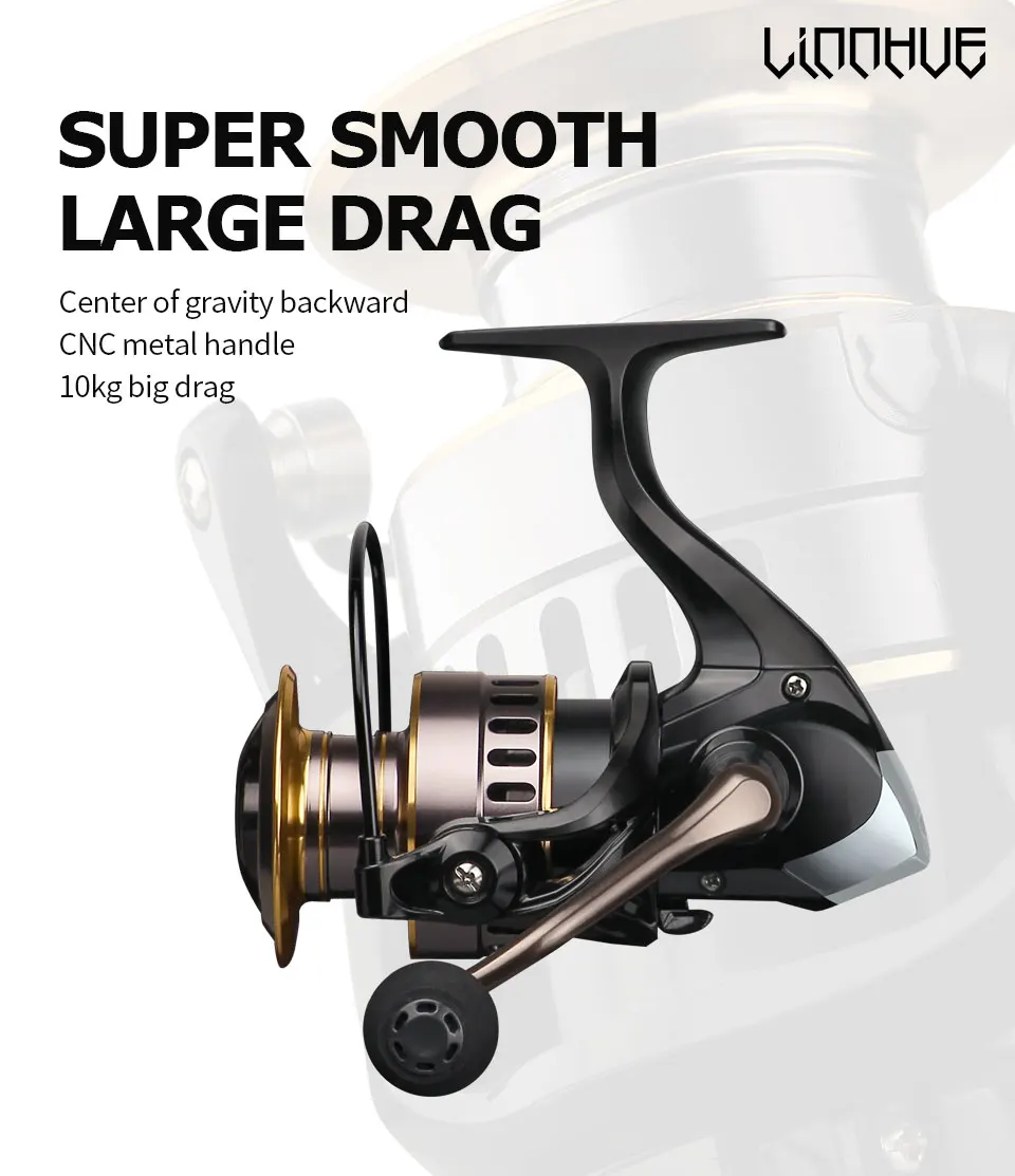 LINNHUE HE500-7000 Spinning Reel - 10KG Max Drag, 5.2:1 Gear Ratio