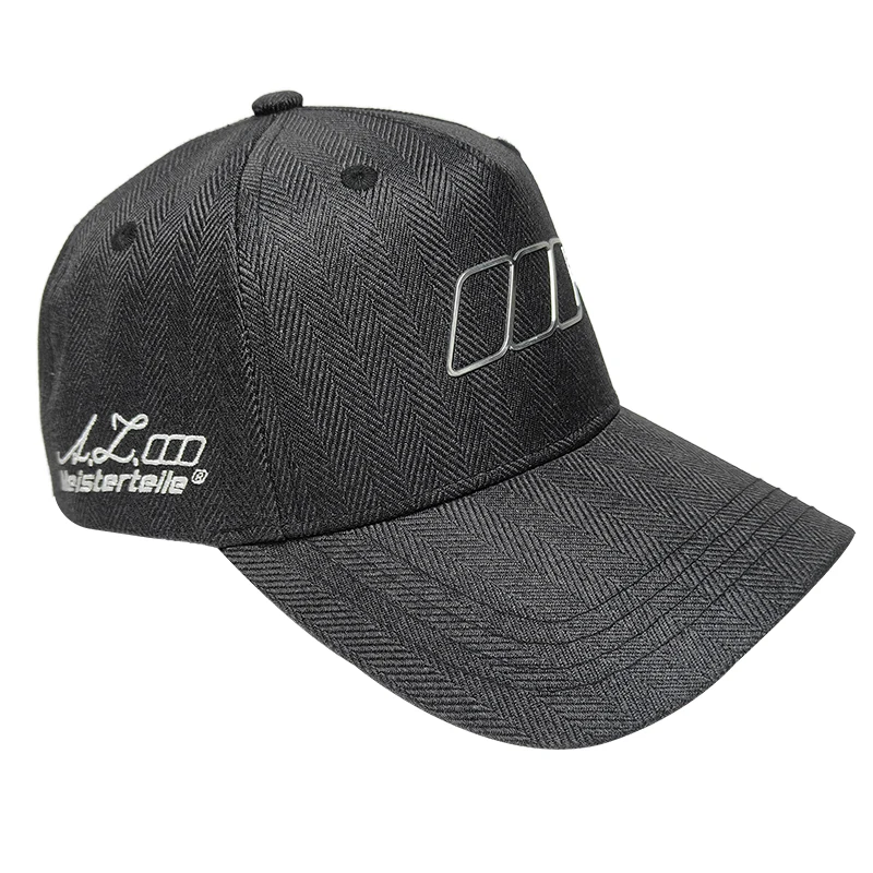 Customizable Pvc Herringbone Baseball Cap 5 Panel Curved Brim ...
